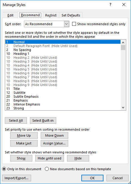 Managing Word Styles